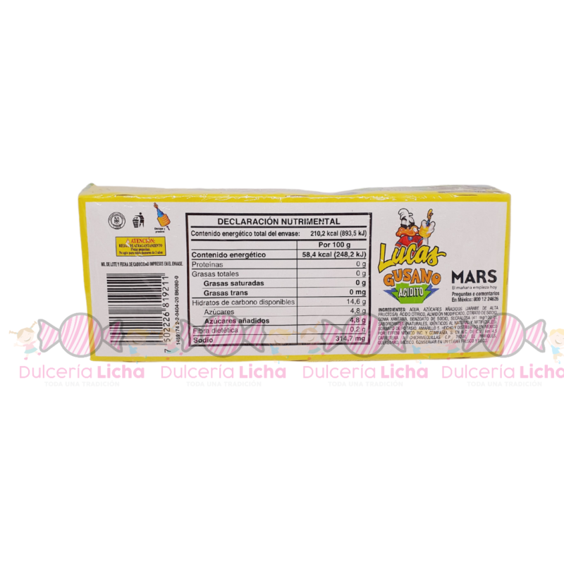 LUCAS GUSANO ACIDITO 10PZ - Dulcería Licha